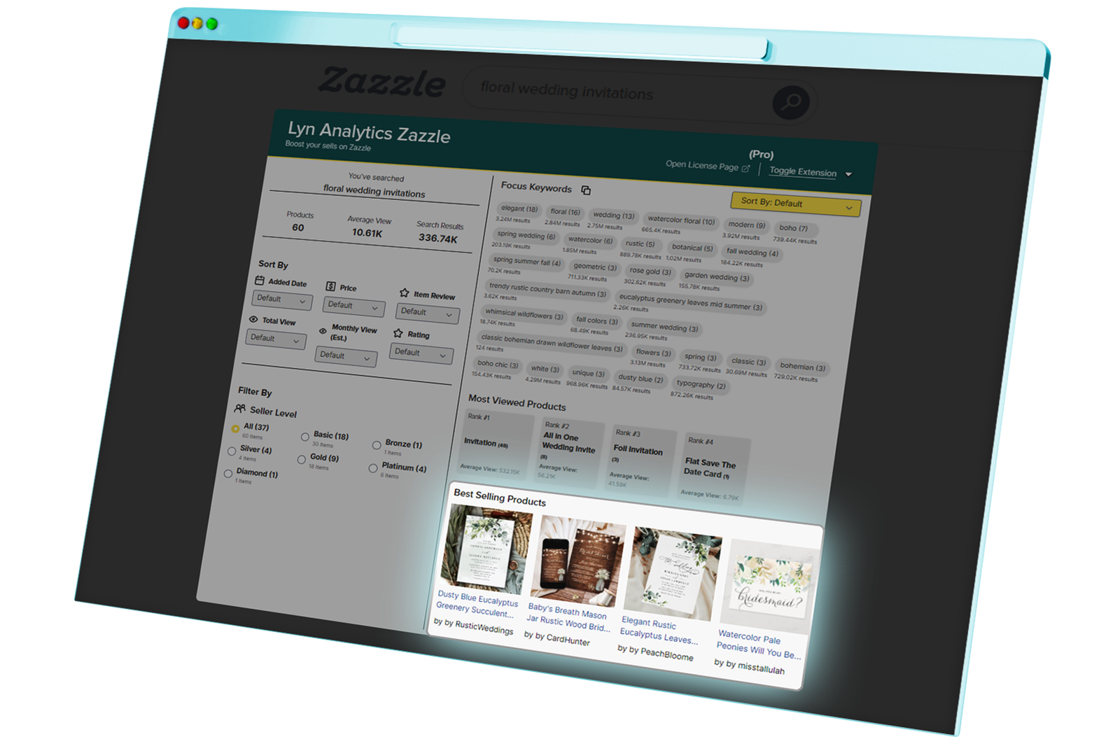 Lyn Analytics - Zazzle Keyword and Research Tool For Pro Seller